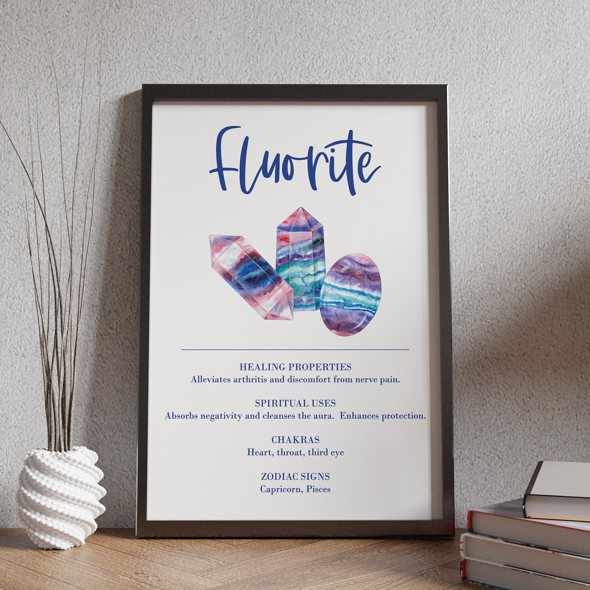 Fluorite Crystal Print Printable Poster Lists Healing - Etsy Singapore