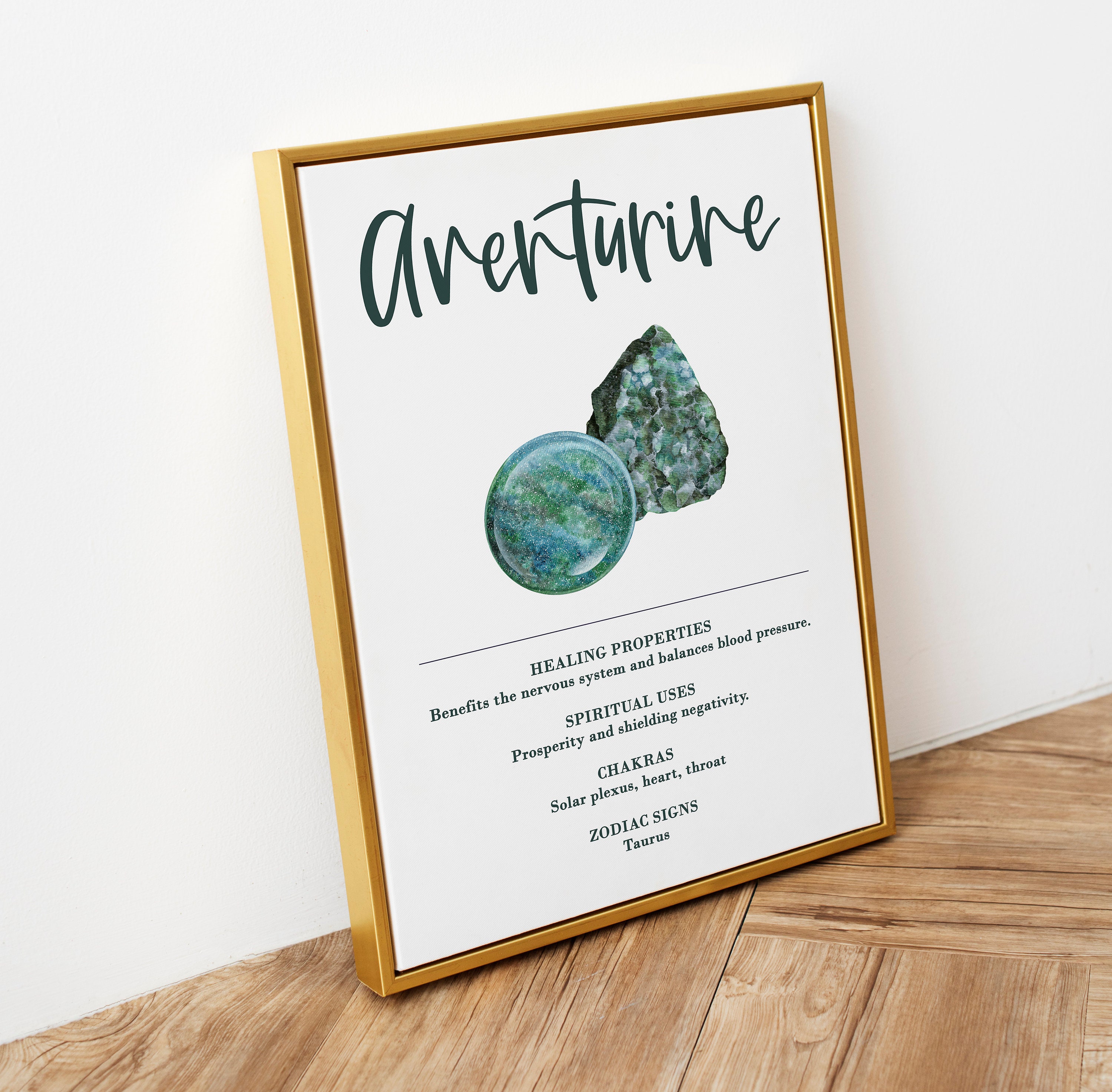 Aventurine Crystal Print | Printable Poster Lists Healing Properties ...