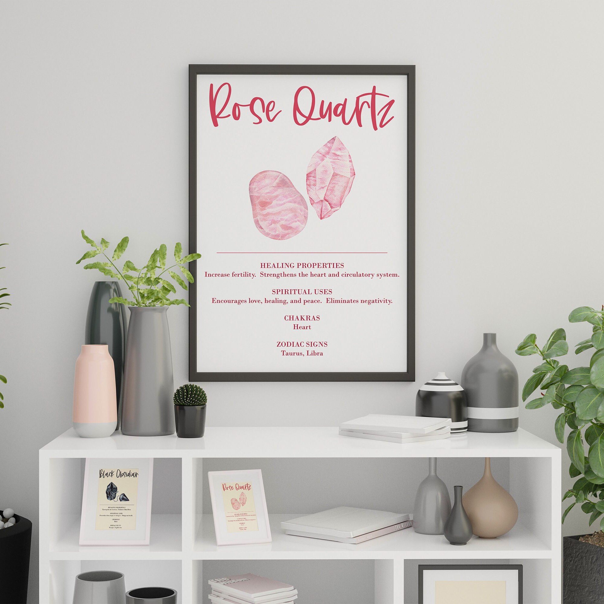 Rose Quartz Crystal Print Printable Poster Lists Healing Properties ...