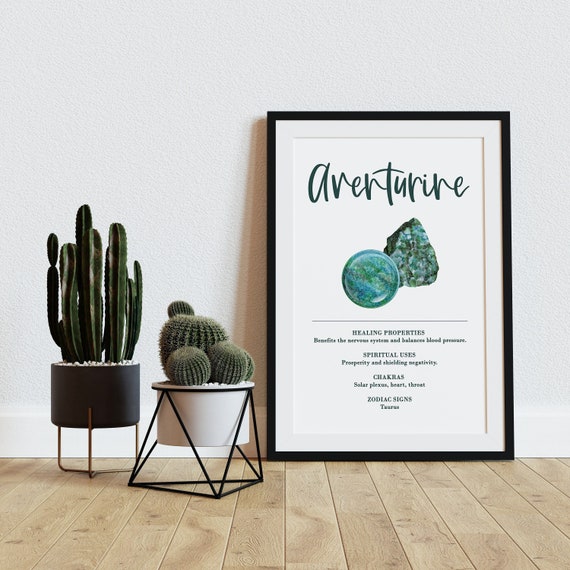 Aventurine Crystal Print Printable Poster Lists Healing | Etsy