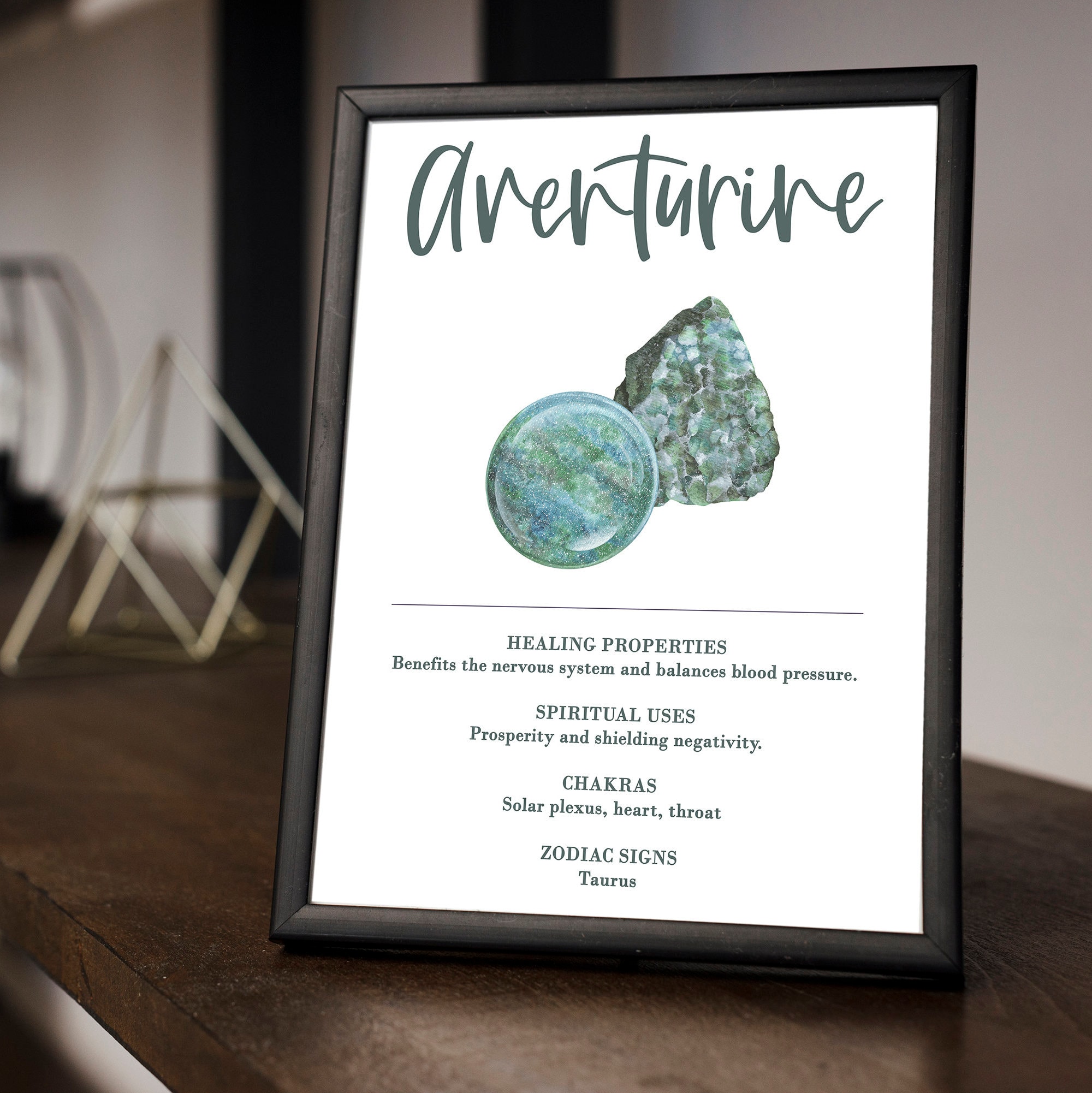Aventurine Crystal Print | Printable Poster Lists Healing Properties ...