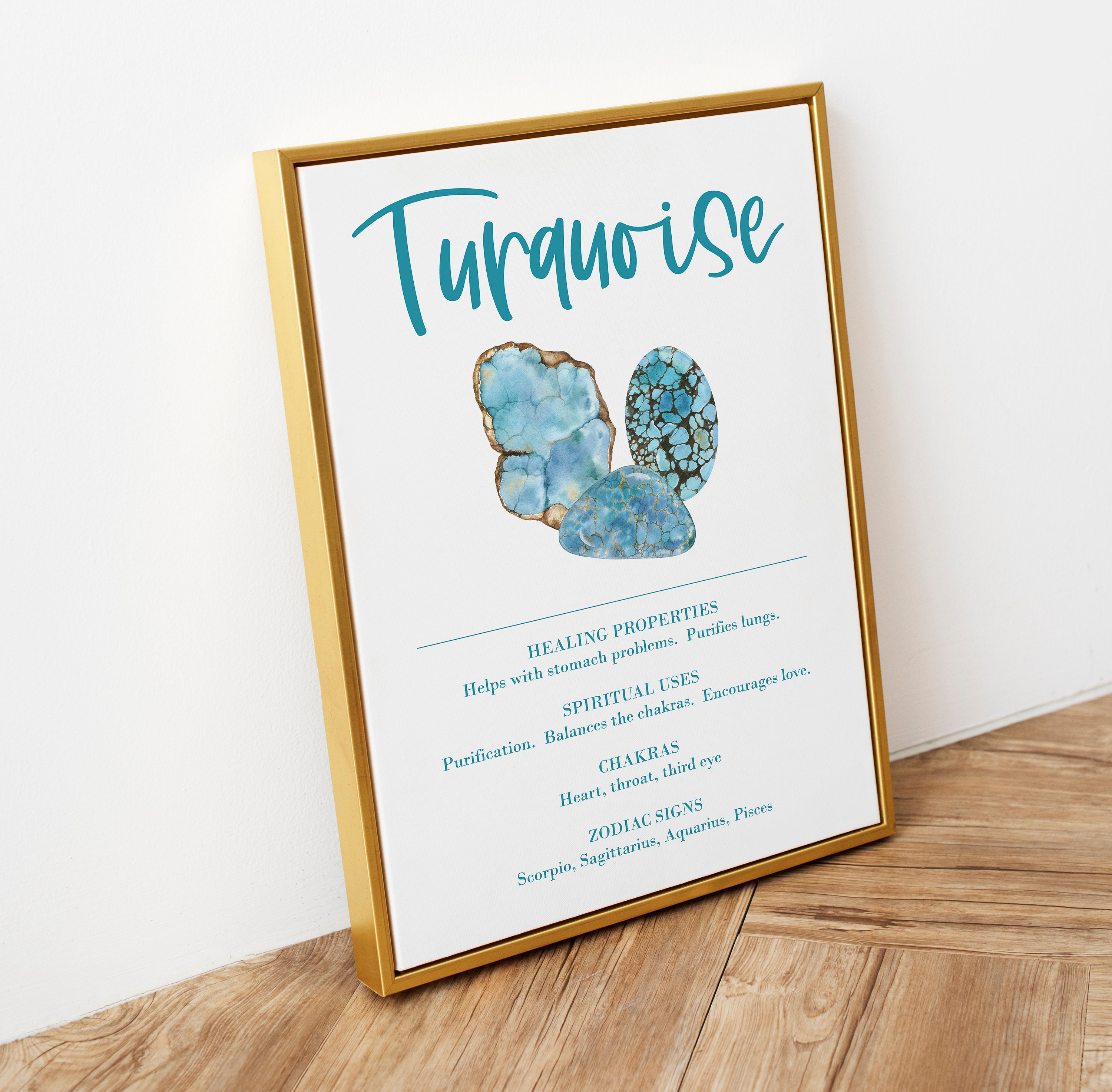 Turquoise Crystal Print Printable Poster Lists Healing Properties ...