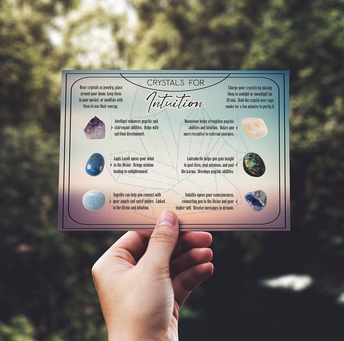 Healing Crystals for Intuition Printable Card Lists 6 Stones That Opens ...