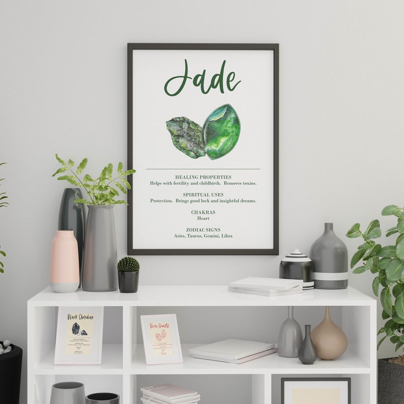 Jade Crystal Print Printable Poster Lists Healing Properties, Spiritual ...