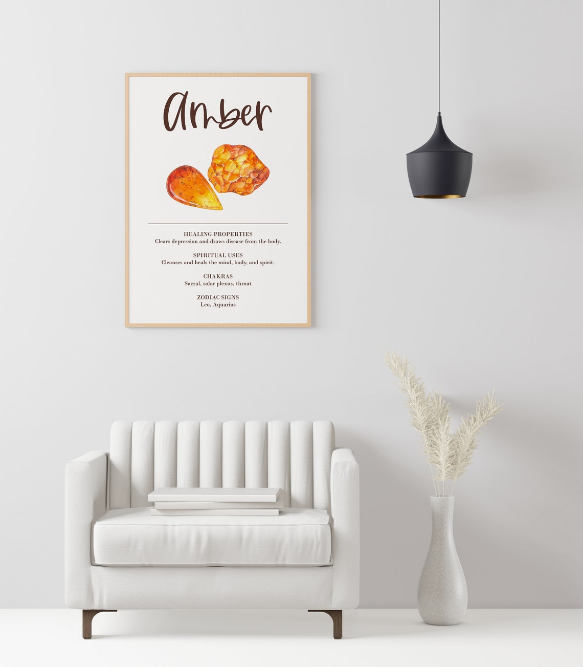 Amber Crystal Print | Printable Poster Lists Healing Properties ...