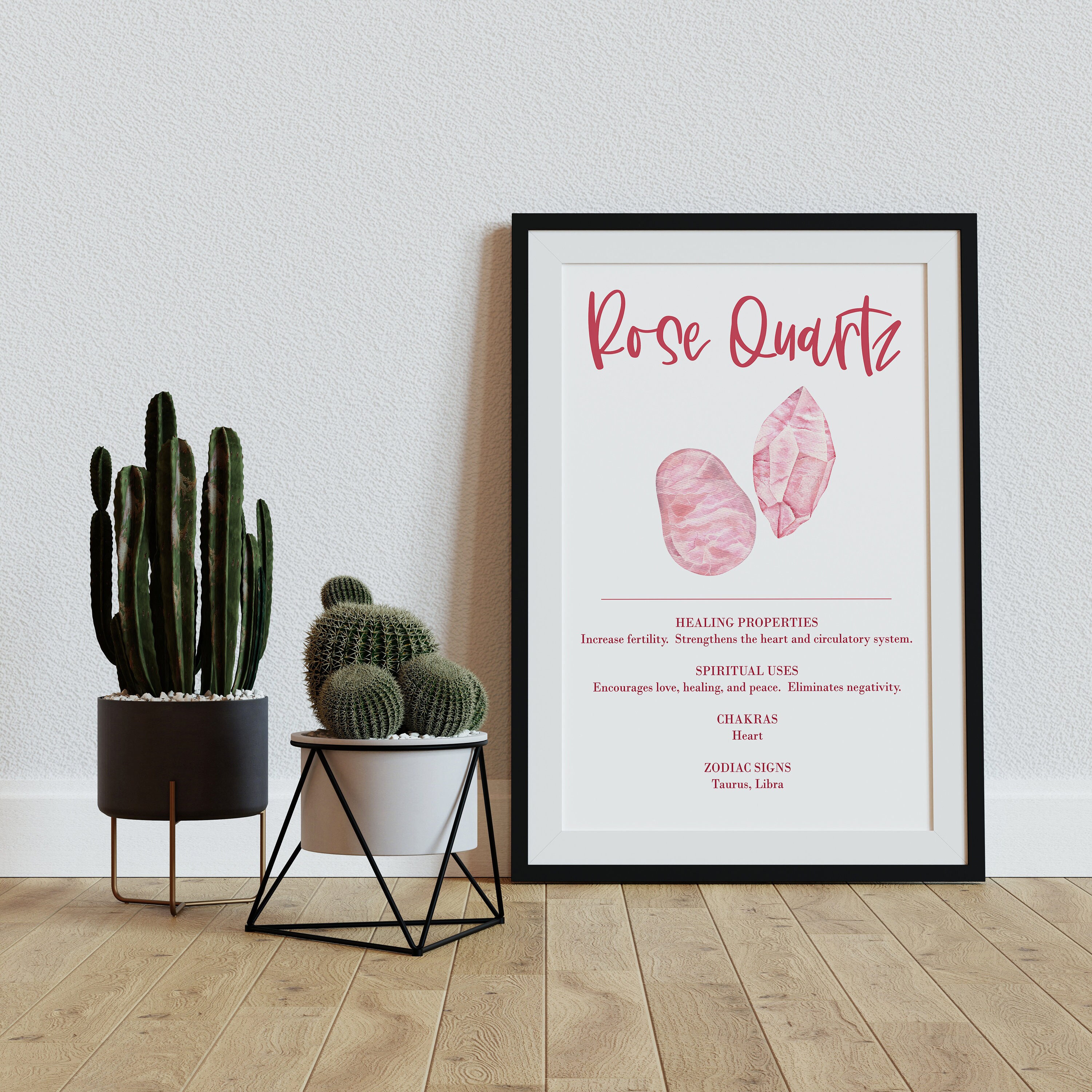 Rose Quartz Crystal Print Printable Poster Lists Healing | Etsy