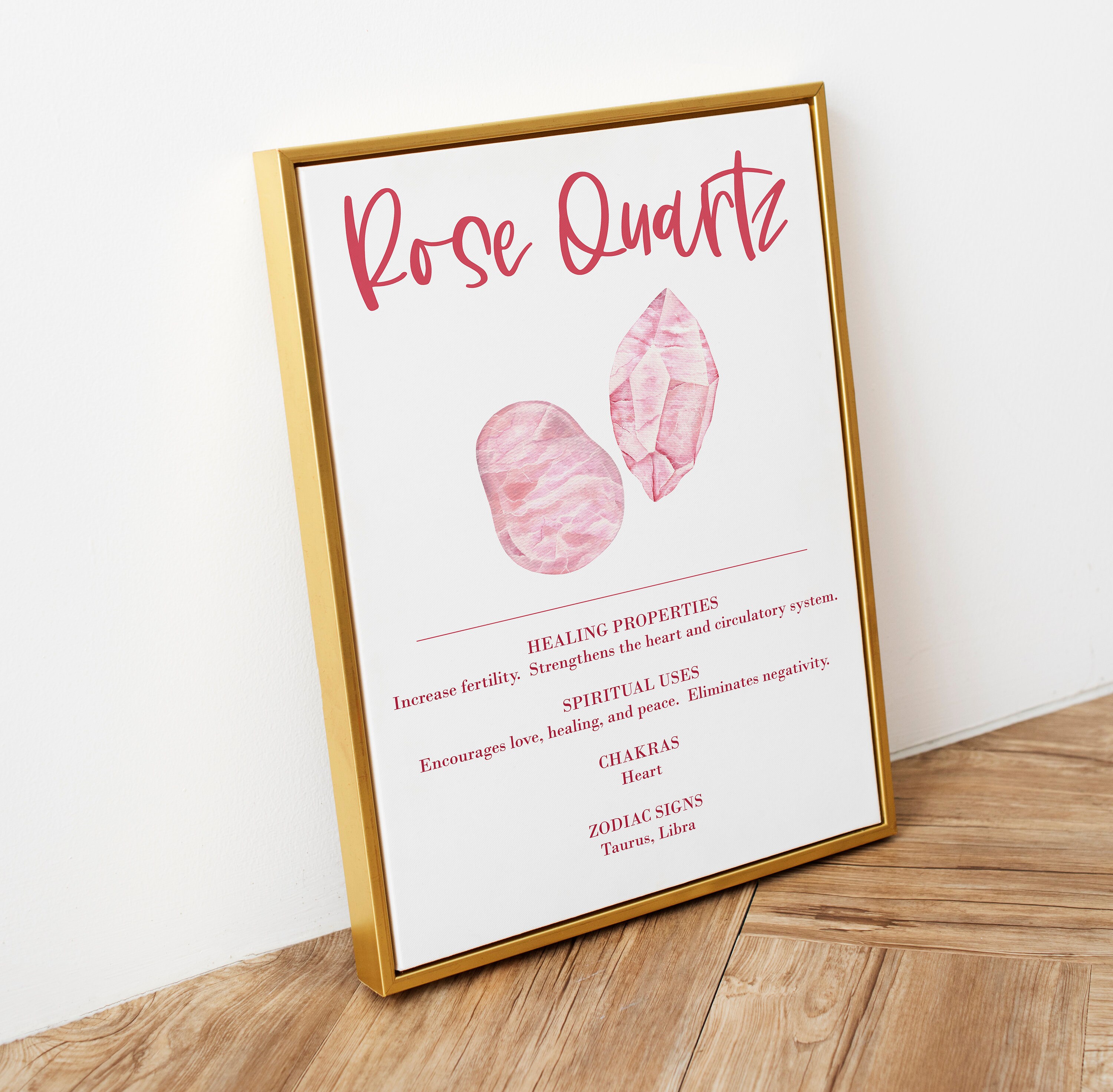 Rose Quartz Crystal Print Printable Poster Lists Healing Properties ...