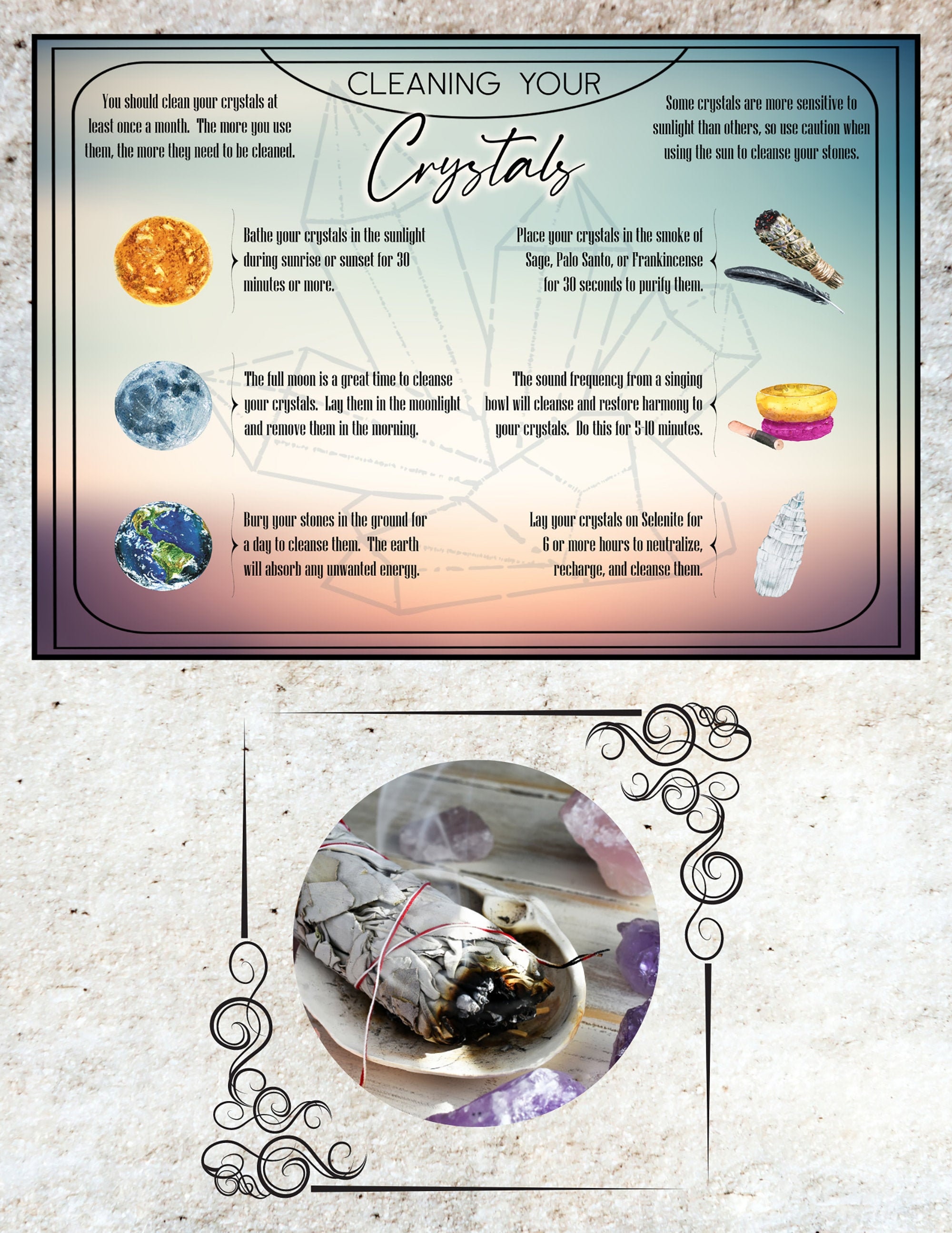 Cleaning Your Crystals Guide | Printable Lists 6 Different Ways to ...