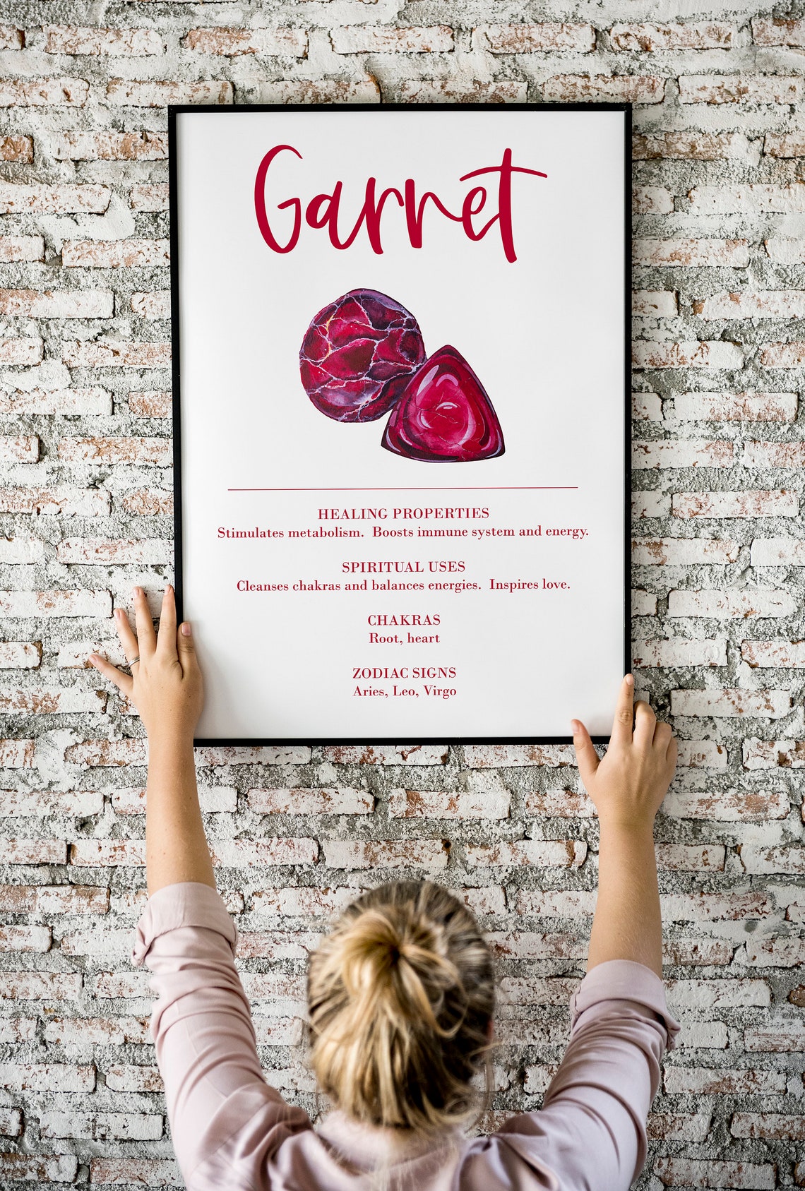 Garnet Crystal Print | Printable Poster Lists Healing Properties ...