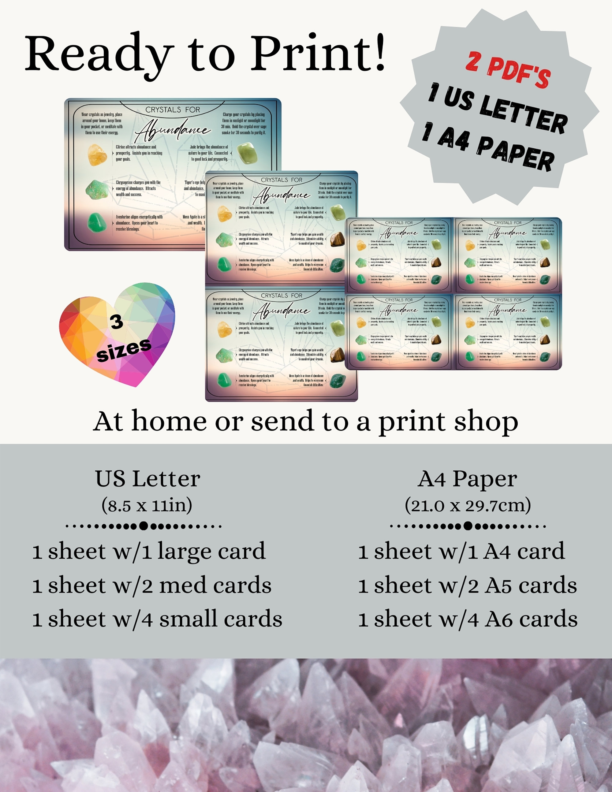 Healing Crystals for Abundance Printable Card Lists 6 Stones That ...