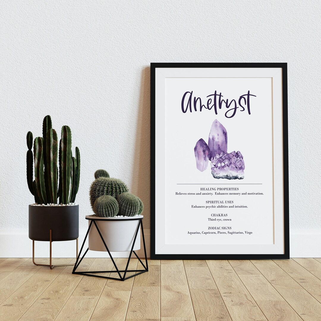 Amethyst Crystal Print | Printable Poster Lists Healing Properties ...