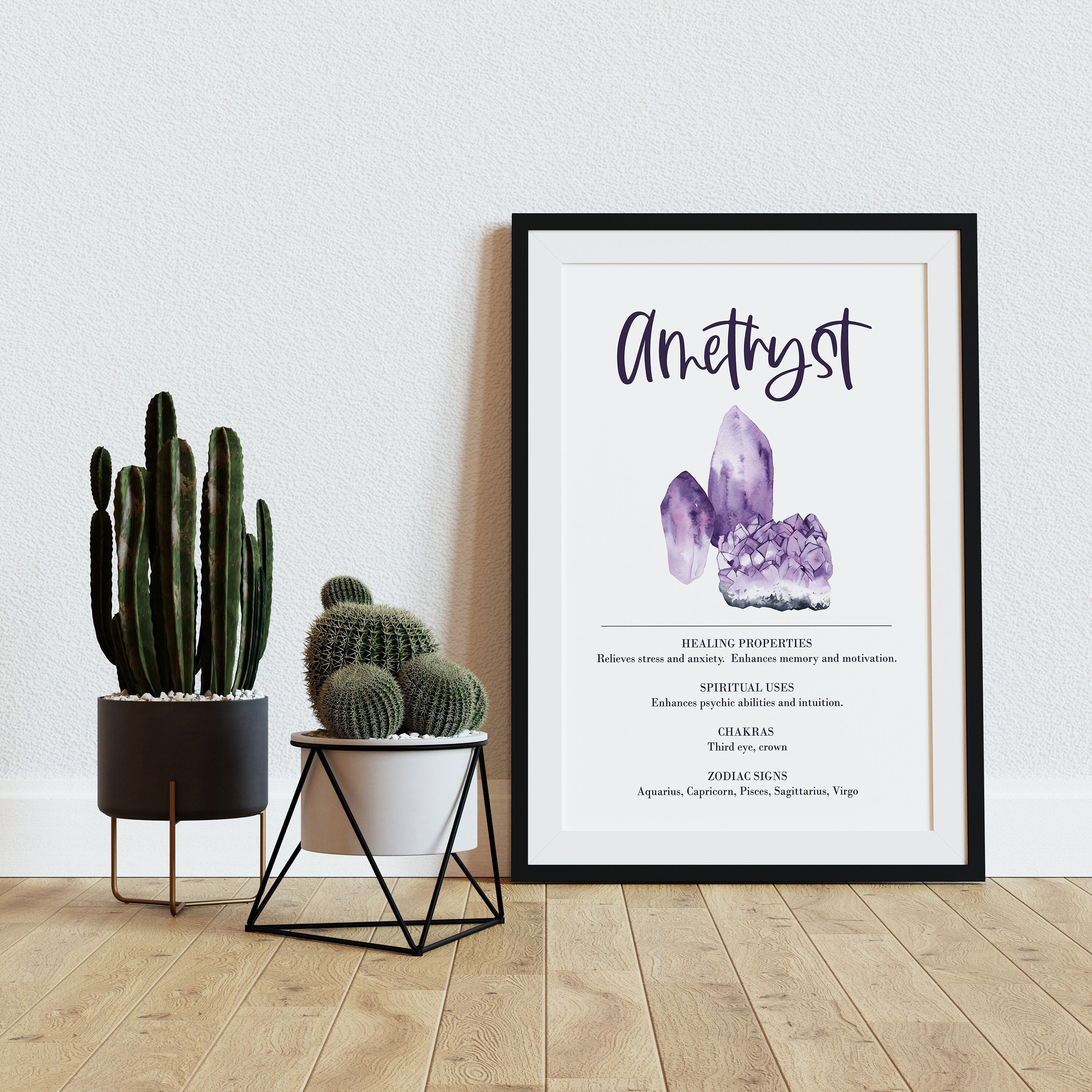 Amethyst Crystal Print | Printable Poster Lists Healing Properties ...