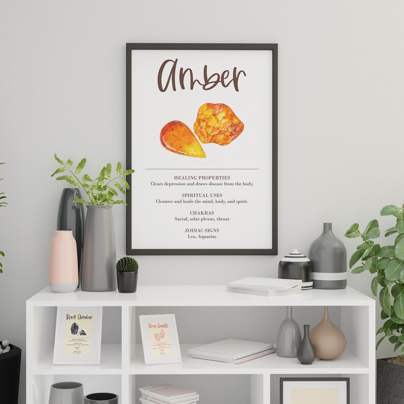 Amber Crystal Print | Printable Poster Lists Healing Properties ...