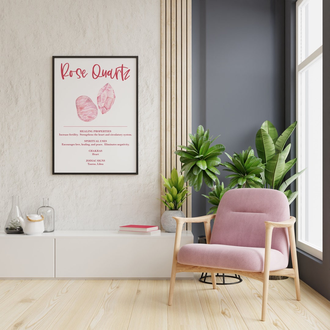 Rose Quartz Crystal Print | Printable Poster Lists Healing Properties ...