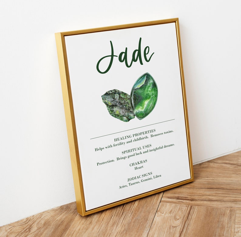 Jade Crystal Print Printable Poster Lists Healing Properties, Spiritual ...