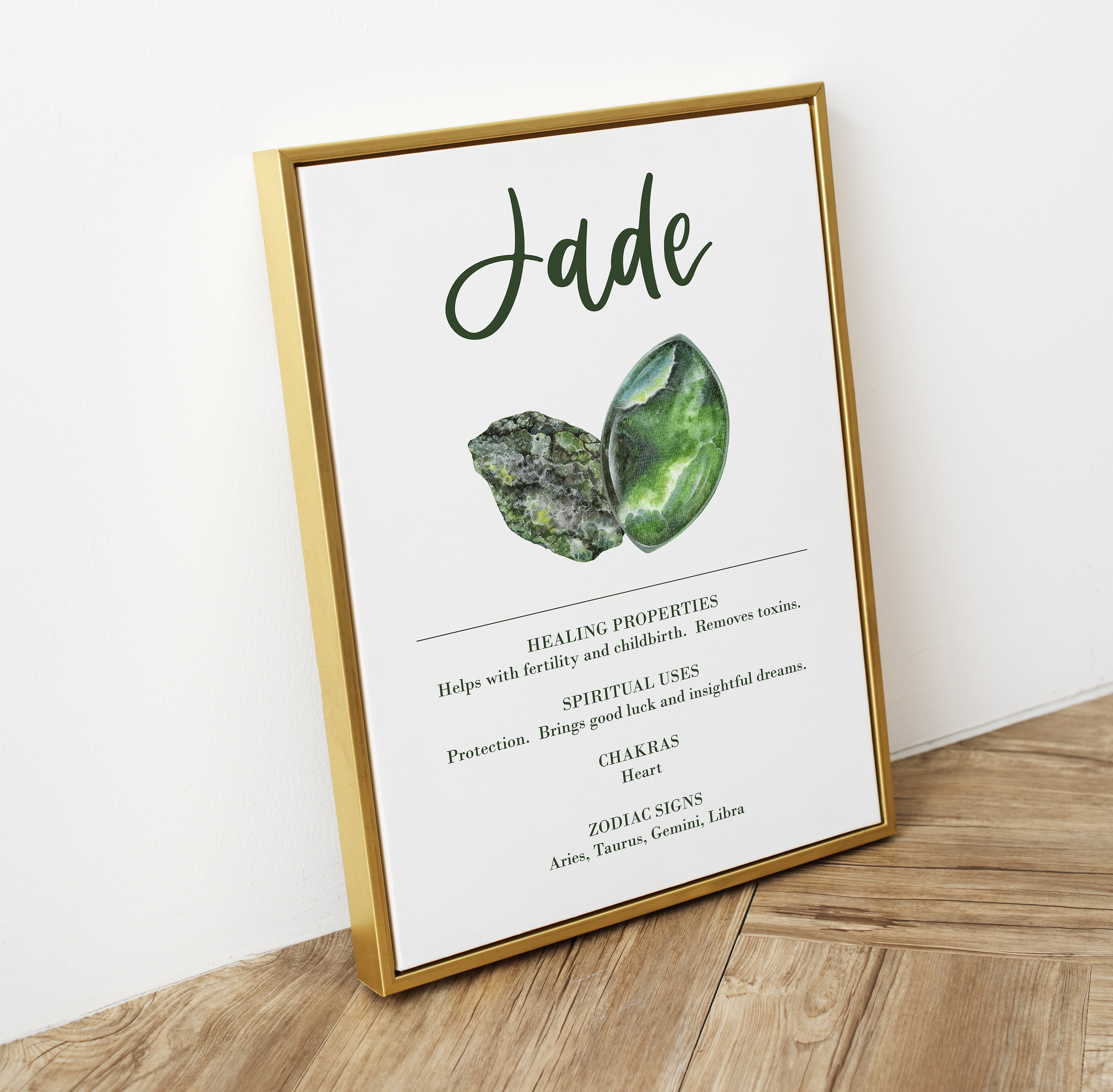 Jade Crystal Print Printable Poster Lists Healing Properties, Spiritual ...