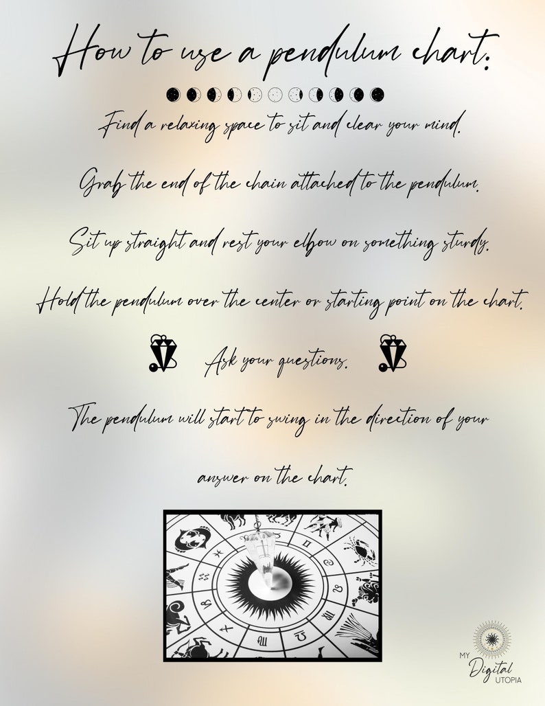 Astrology Pendulum Chart Printable Pendulum Board for Questions ...