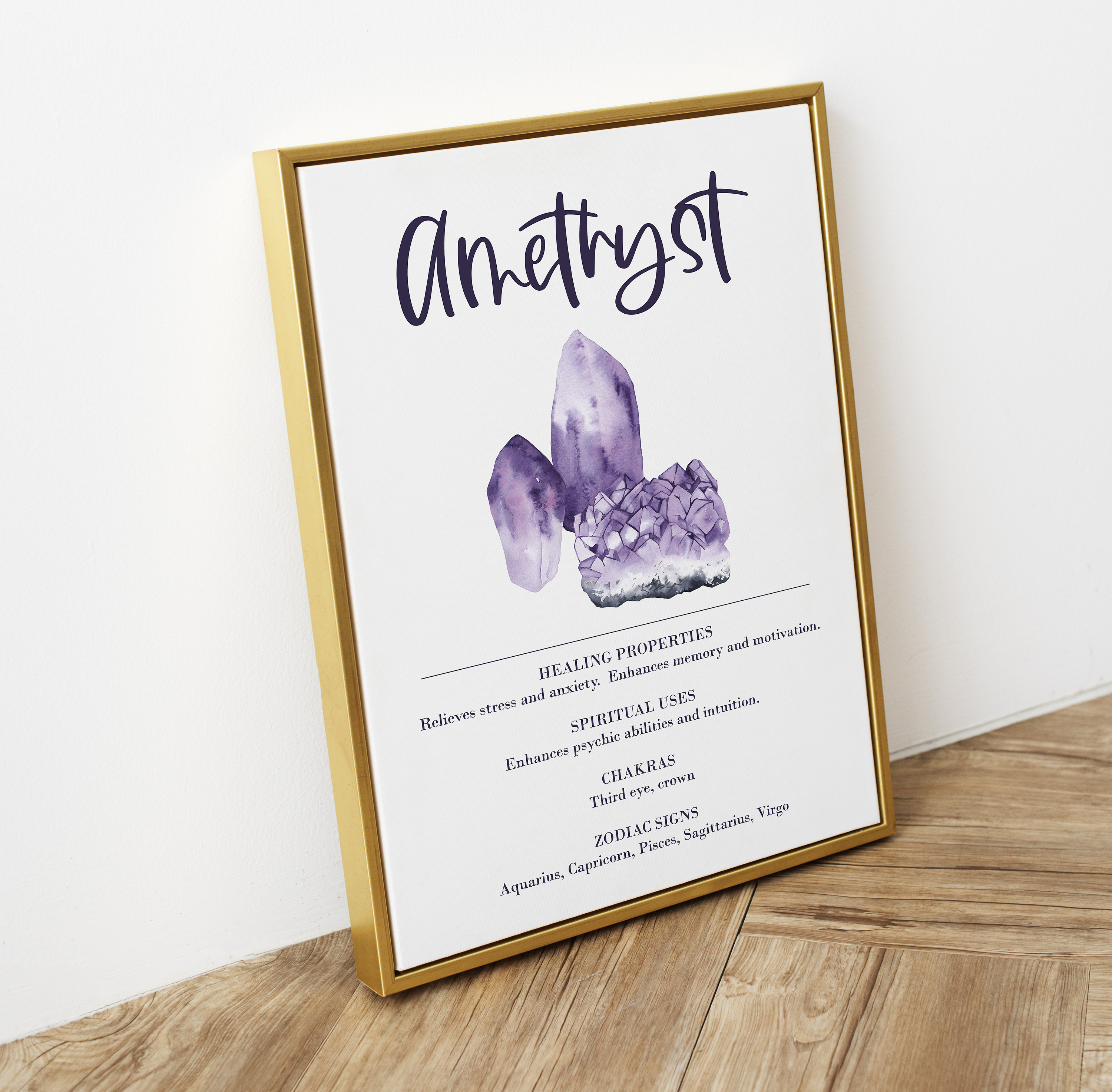 Amethyst Crystal Print | Printable Poster Lists Healing Properties ...