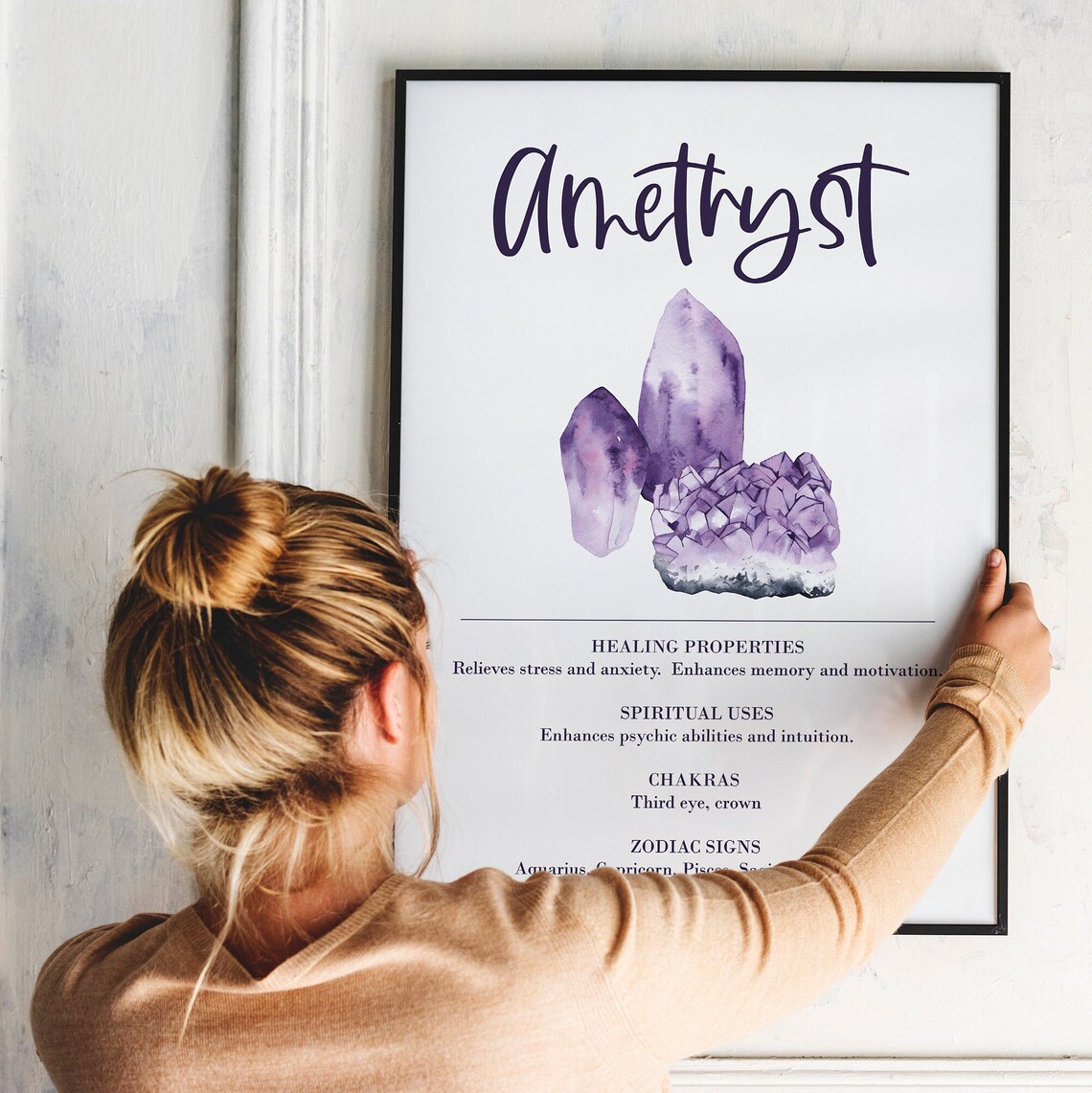 Amethyst Crystal Print | Printable Poster Lists Healing Properties ...