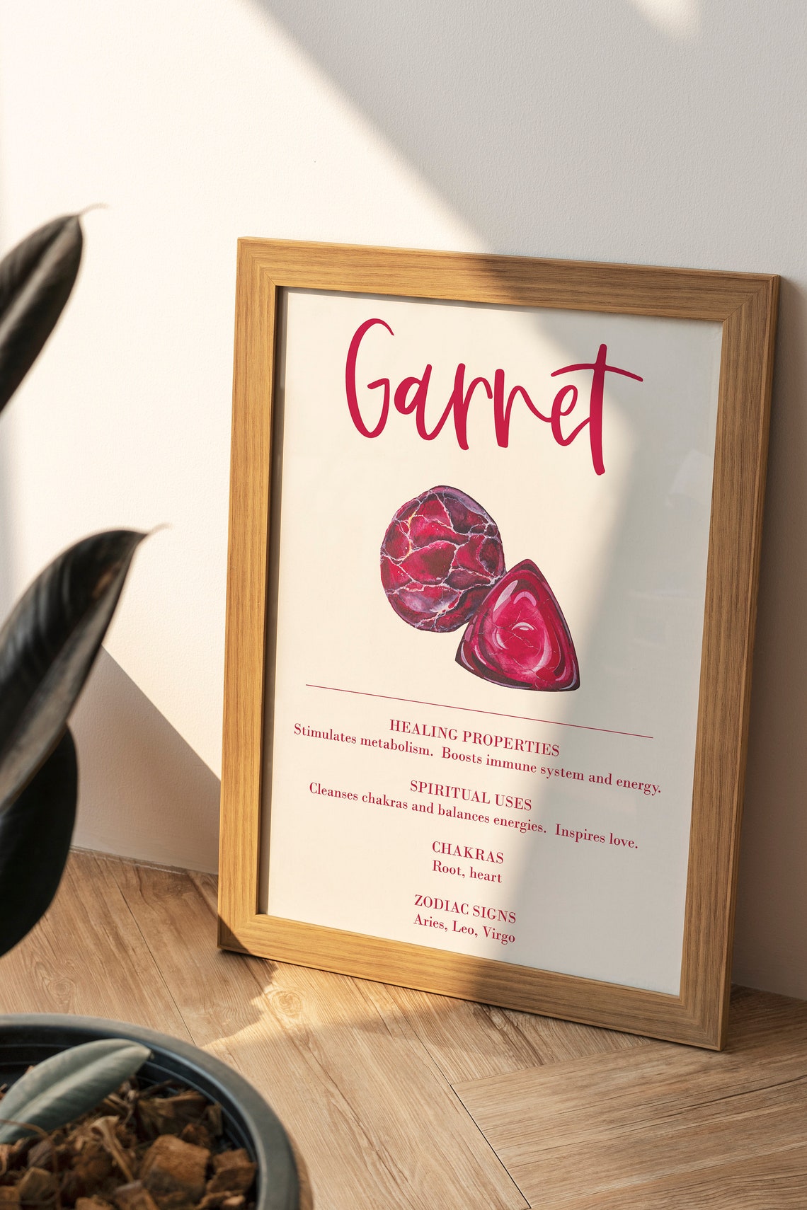 Garnet Crystal Print | Printable Poster Lists Healing Properties ...