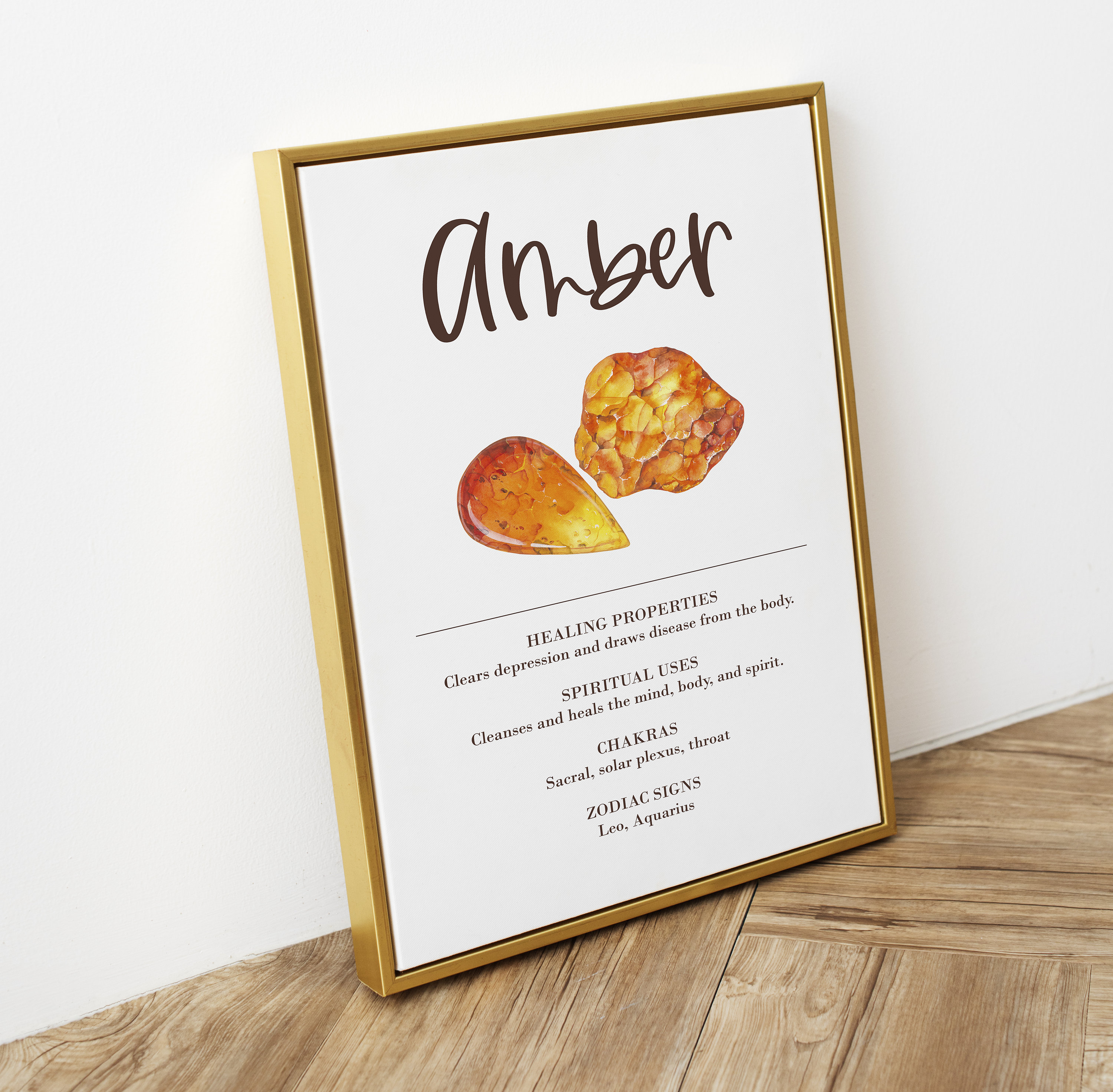 Amber Crystal Print | Printable Poster Lists Healing Properties ...