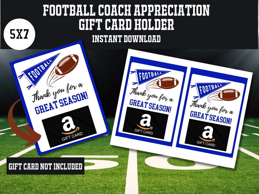 Football Coach Gift Card Thank You for A Great Season 5x7 - Etsy