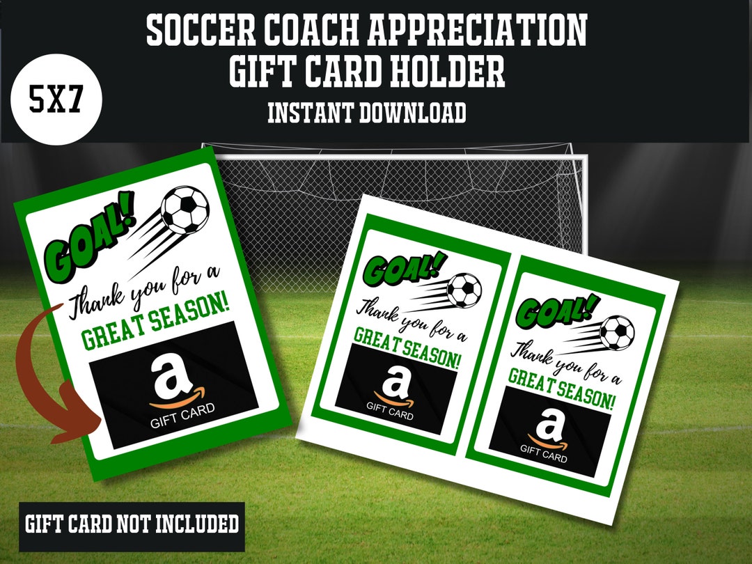Soccer Coach Gift Card, Thank You for A Great Season, 5x7 Printable ...