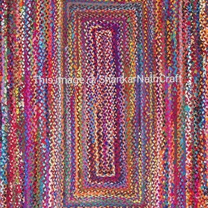 Indian Hand Braided Bohemian Colorful Cotton Chindi Area Rug Multi ...