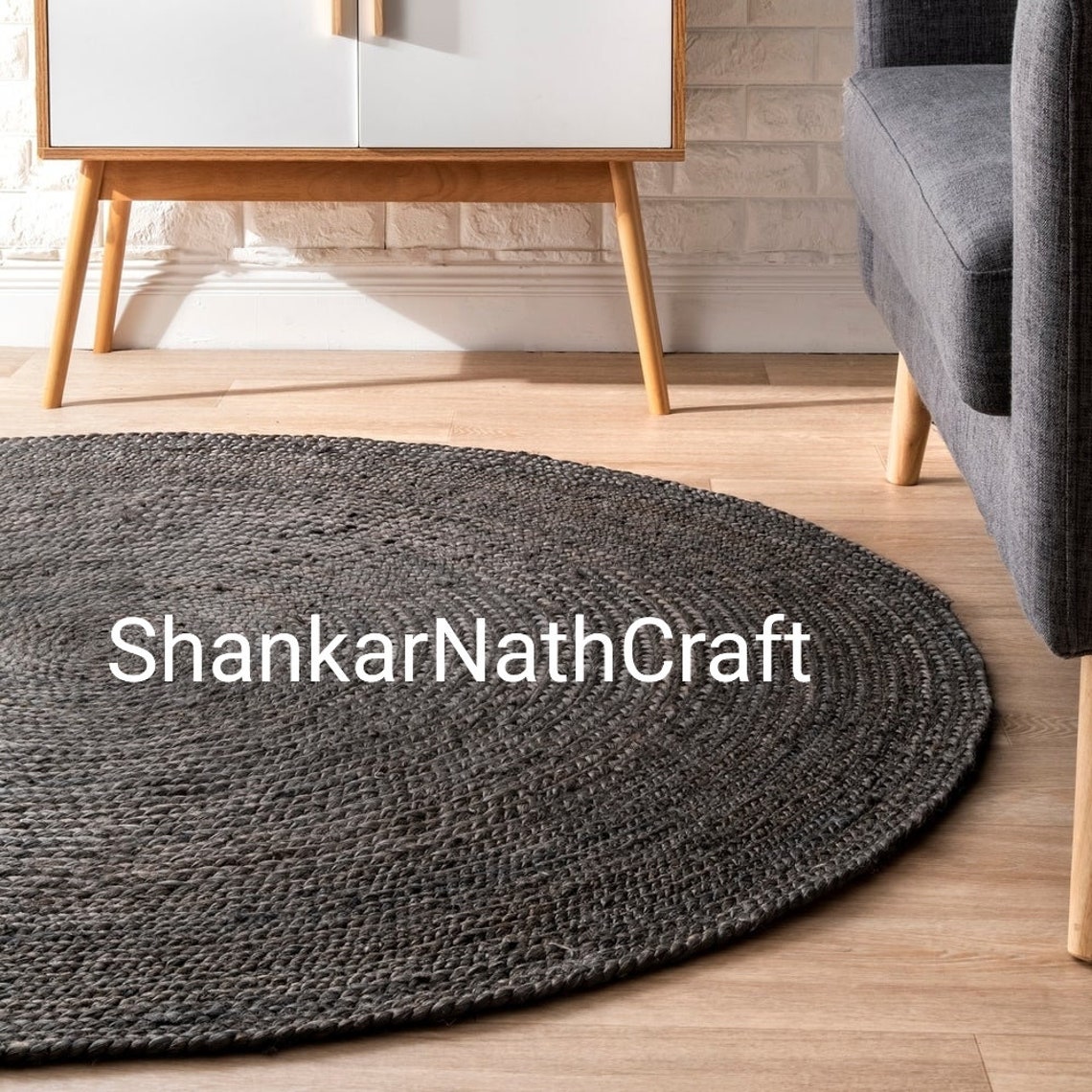Home Decor Natural Jute Colorful Round Jute Rug for Floor and - Etsy