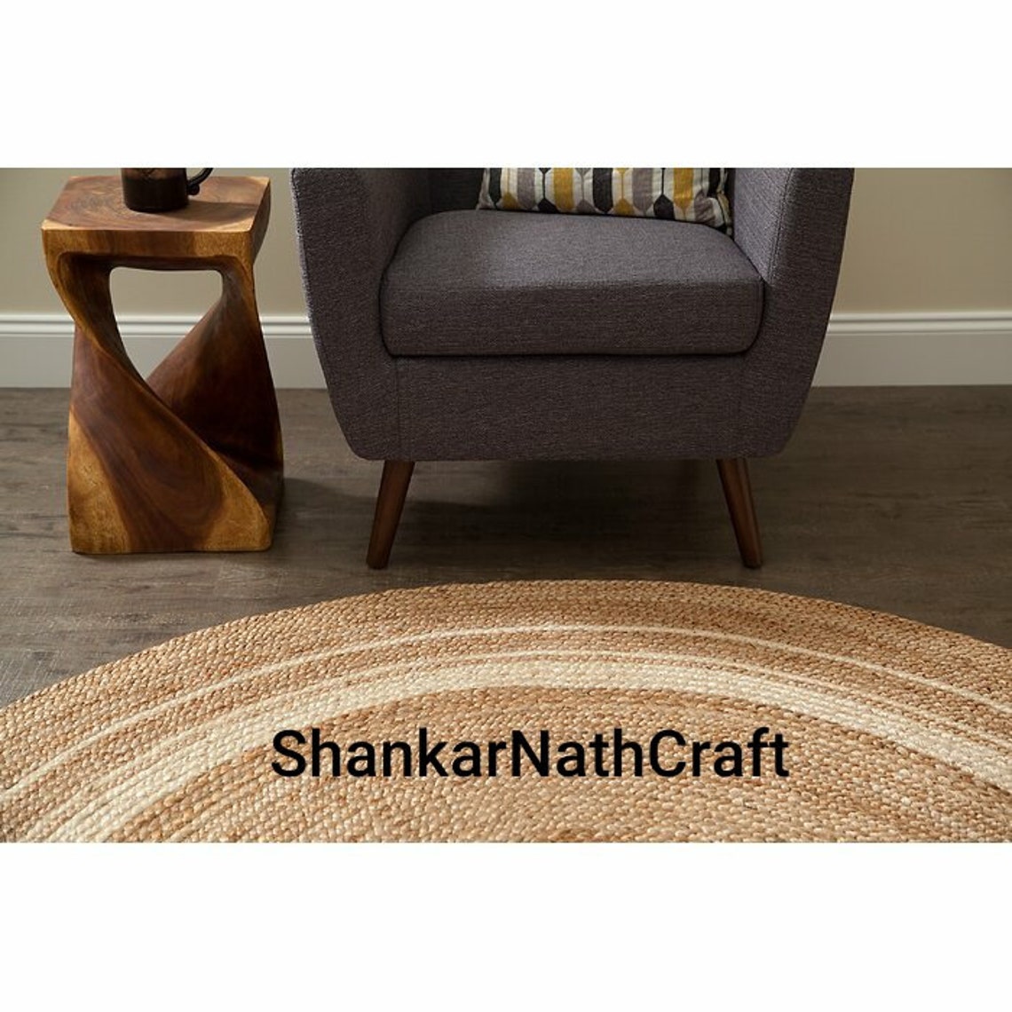 Indian Braided Floor Jute Rug, Natural Jute Rug. Natural Rug. Jute ...