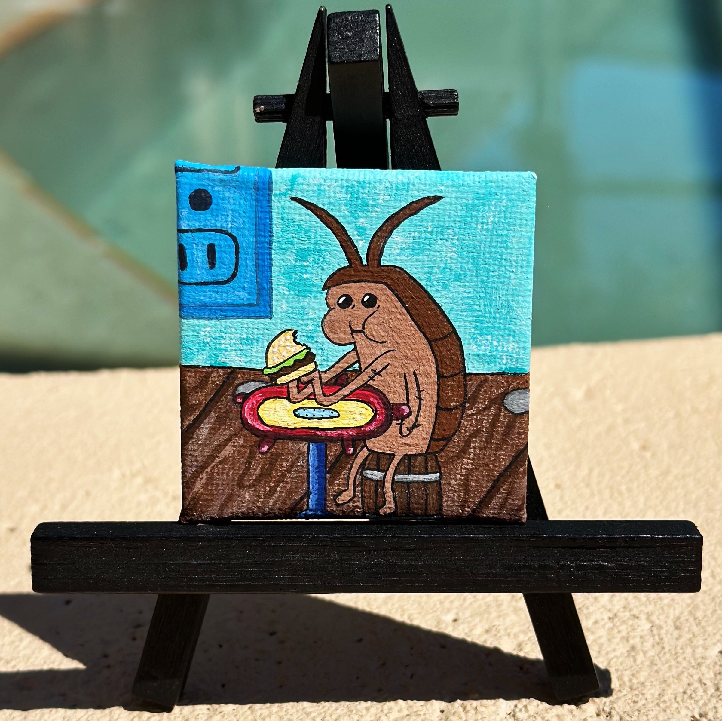 Spongebob Cockroach Eating Burger Meme Miniature Painted - Etsy