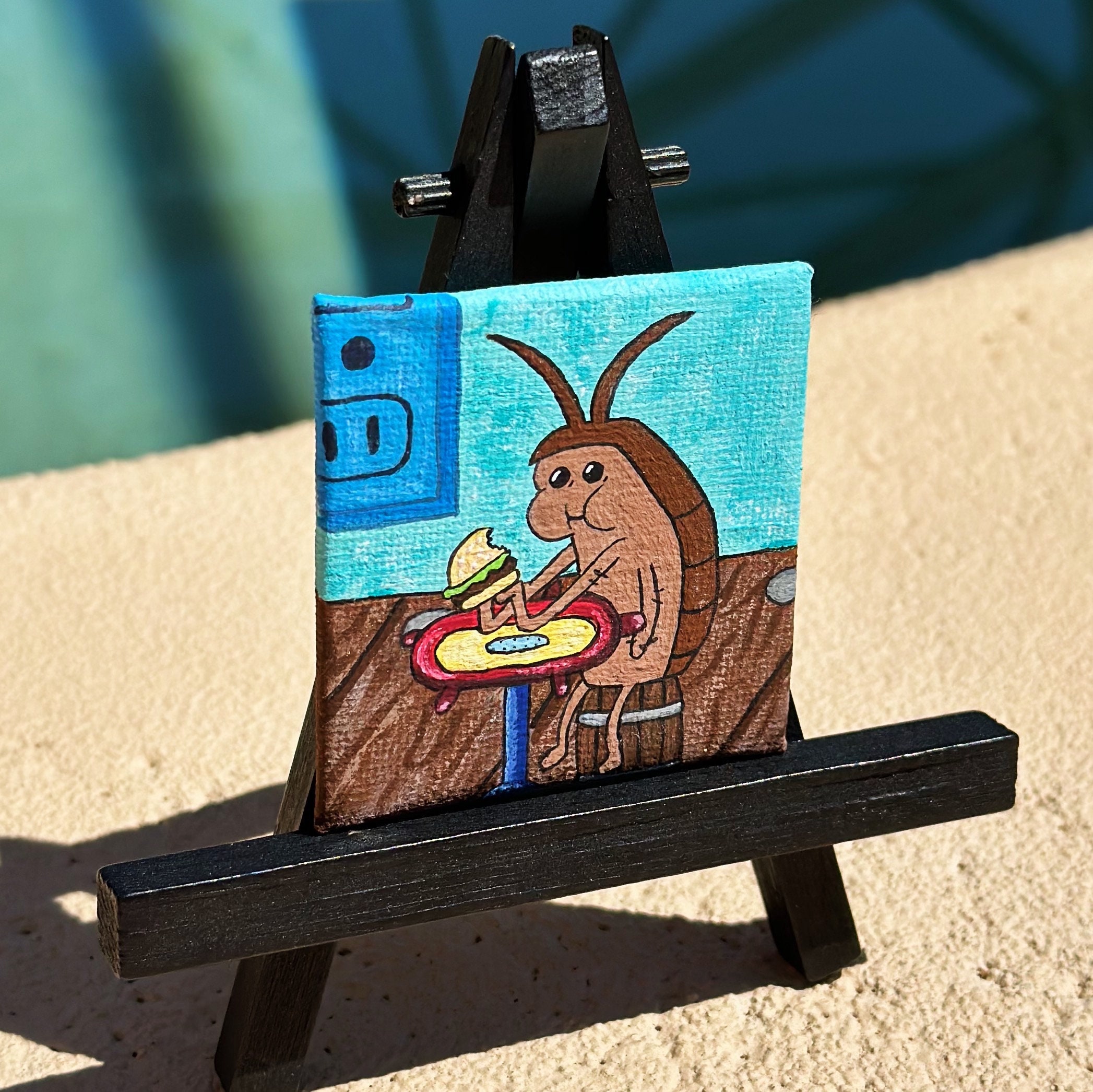 Spongebob Cockroach Eating Burger Meme Miniature Painted - Etsy