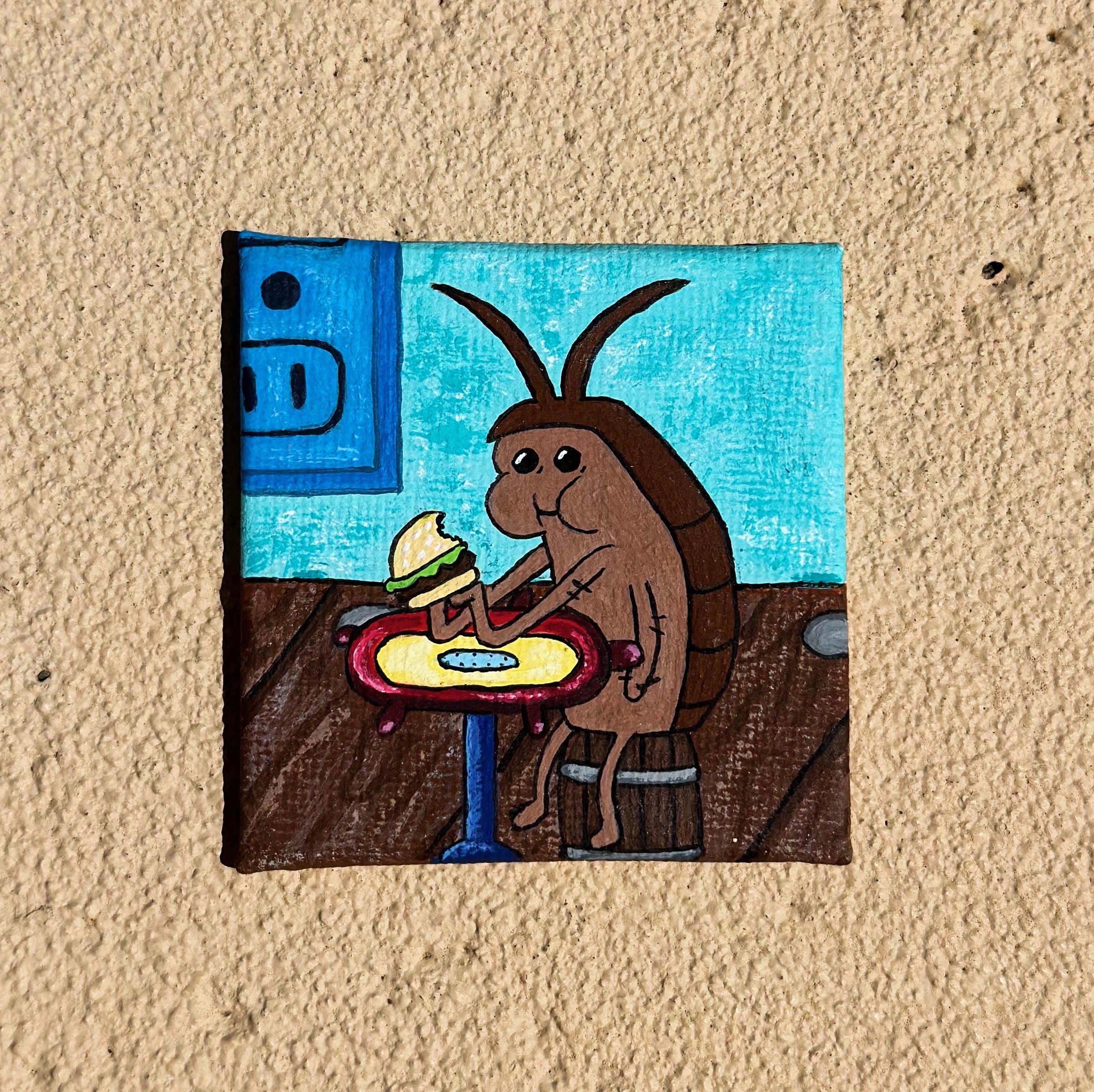 Spongebob Cockroach Eating Burger Meme Miniature Painted - Etsy