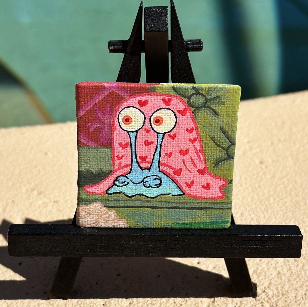 Spongebob Gary Meme Miniature Painted Canvas Spongebob Art - Etsy