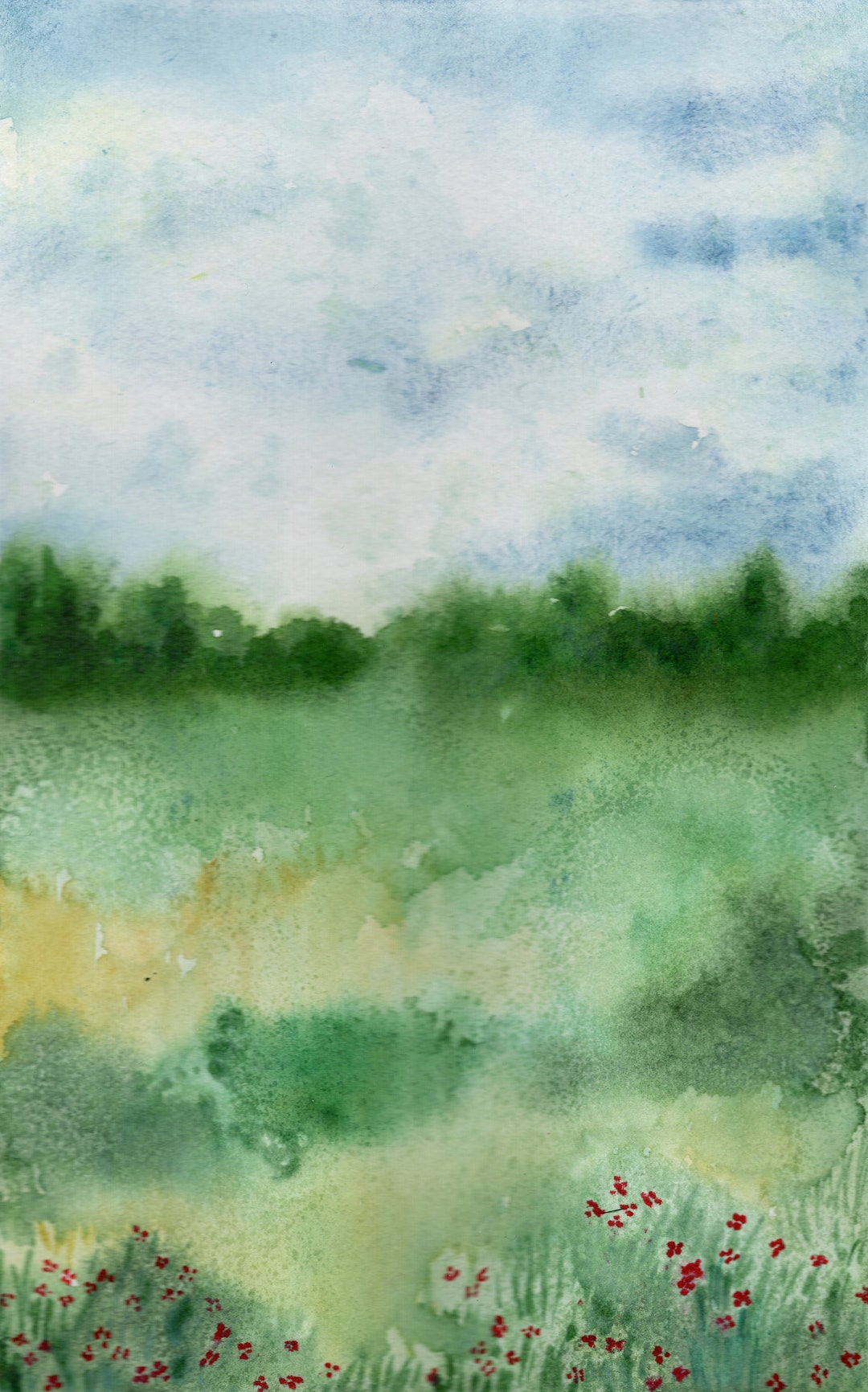 Field Watercolor Landscape (prints) - Etsy