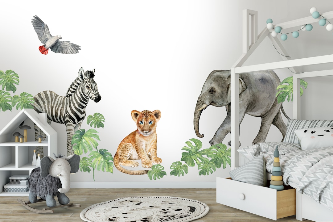 Big Wallsticker Set for Kids Safari Animals Wall Decal Cub - Etsy Canada