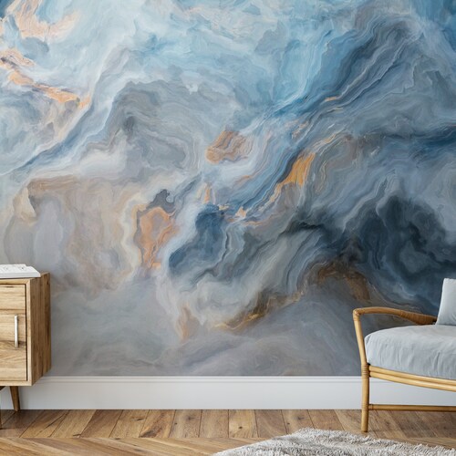 Blue Marble Design Wallpaper Wall Mural - Etsy