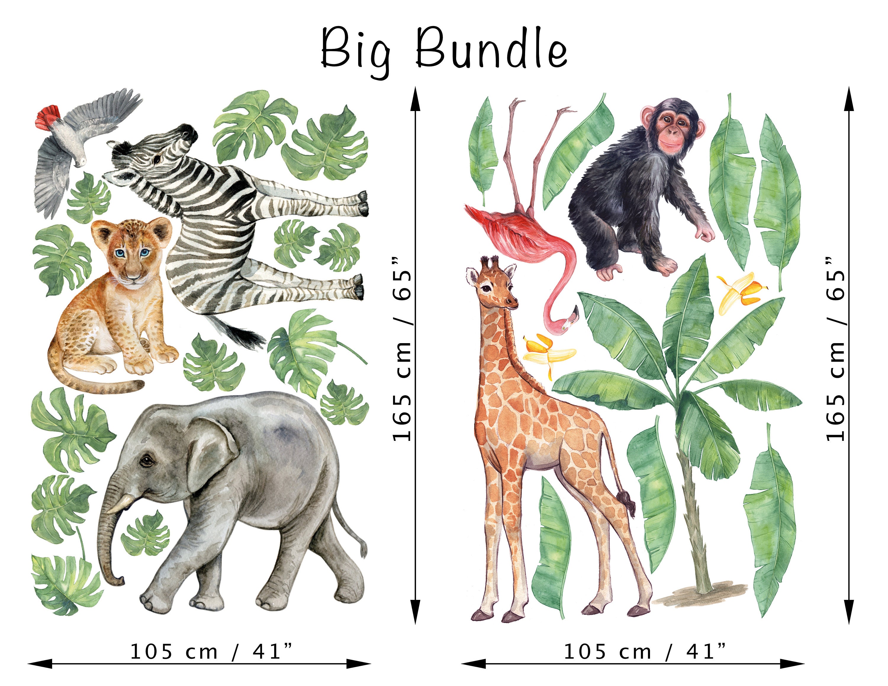 Big Wallsticker Set for Kids Safari Animals Wall Decal Cub - Etsy Canada