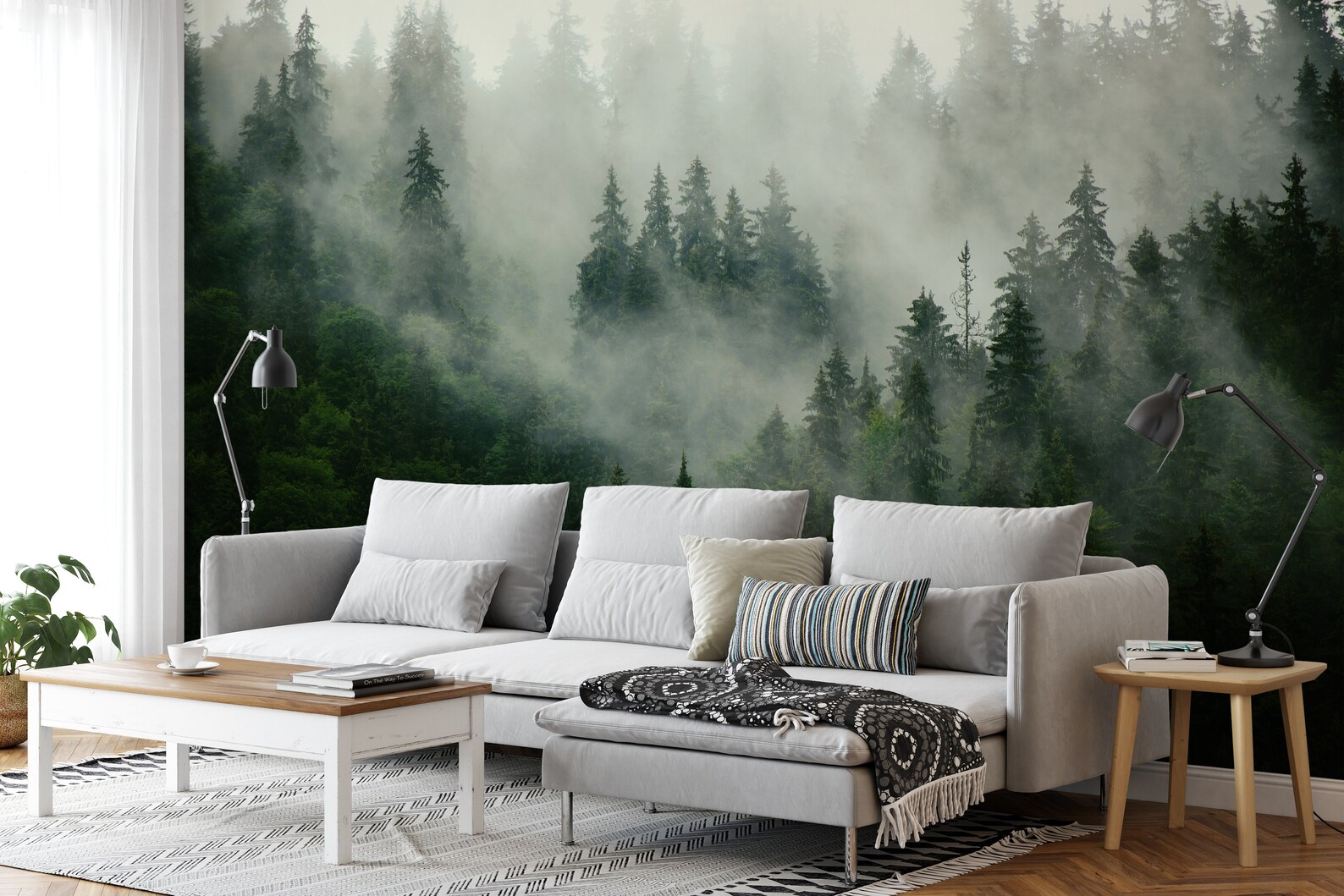 Nebel Wald Natur Tapete Selbstklebend Fichten Tannen Berge Etsy