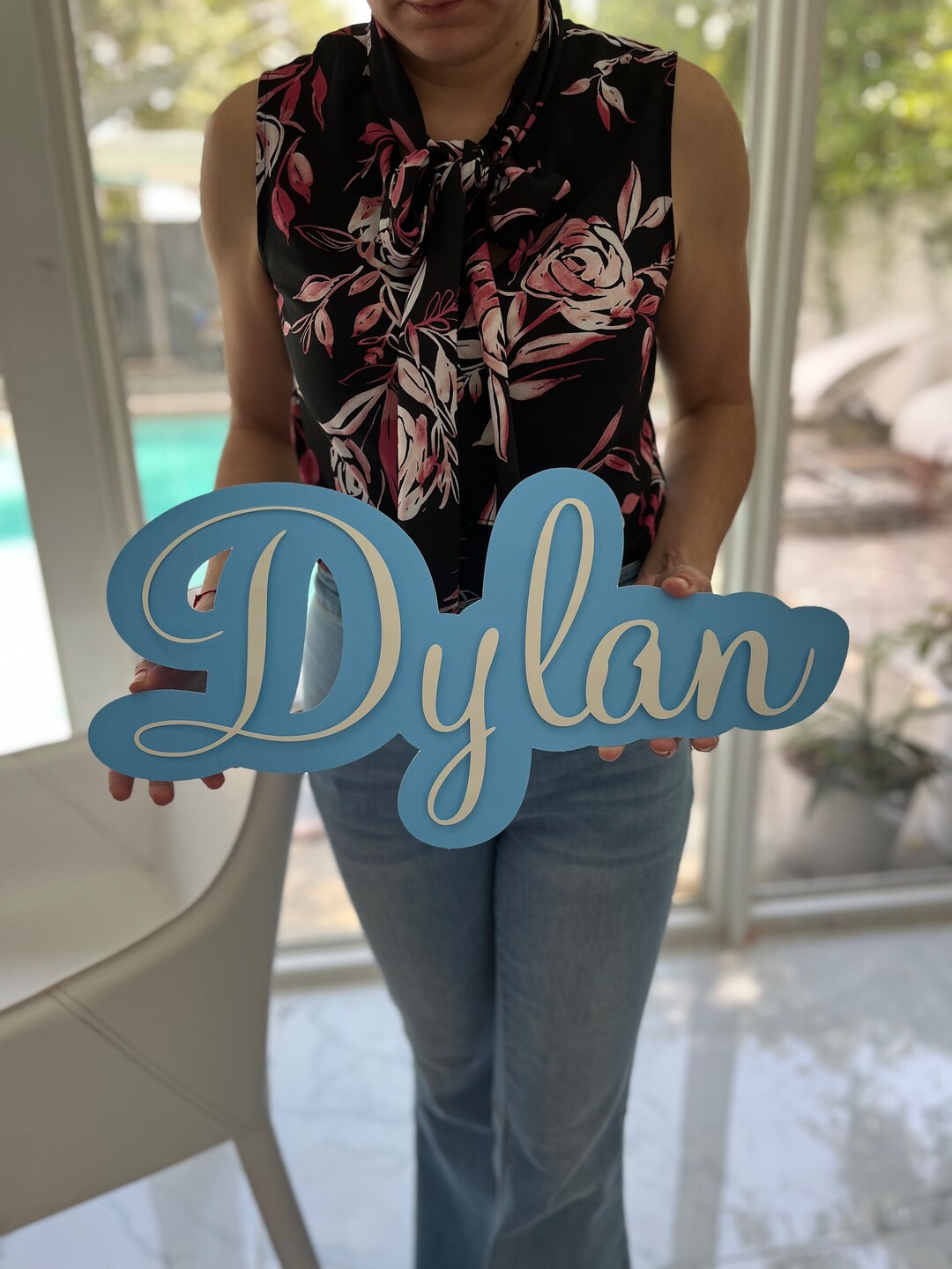 Custom 3D Cursive Light Blue Name Custom Name Sign Name With - Etsy