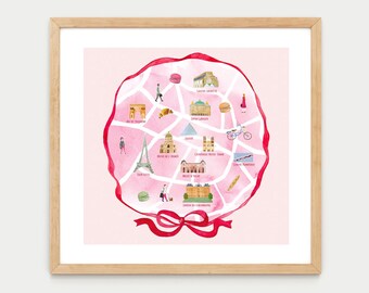 Cute Map of Paris - Etsy UK