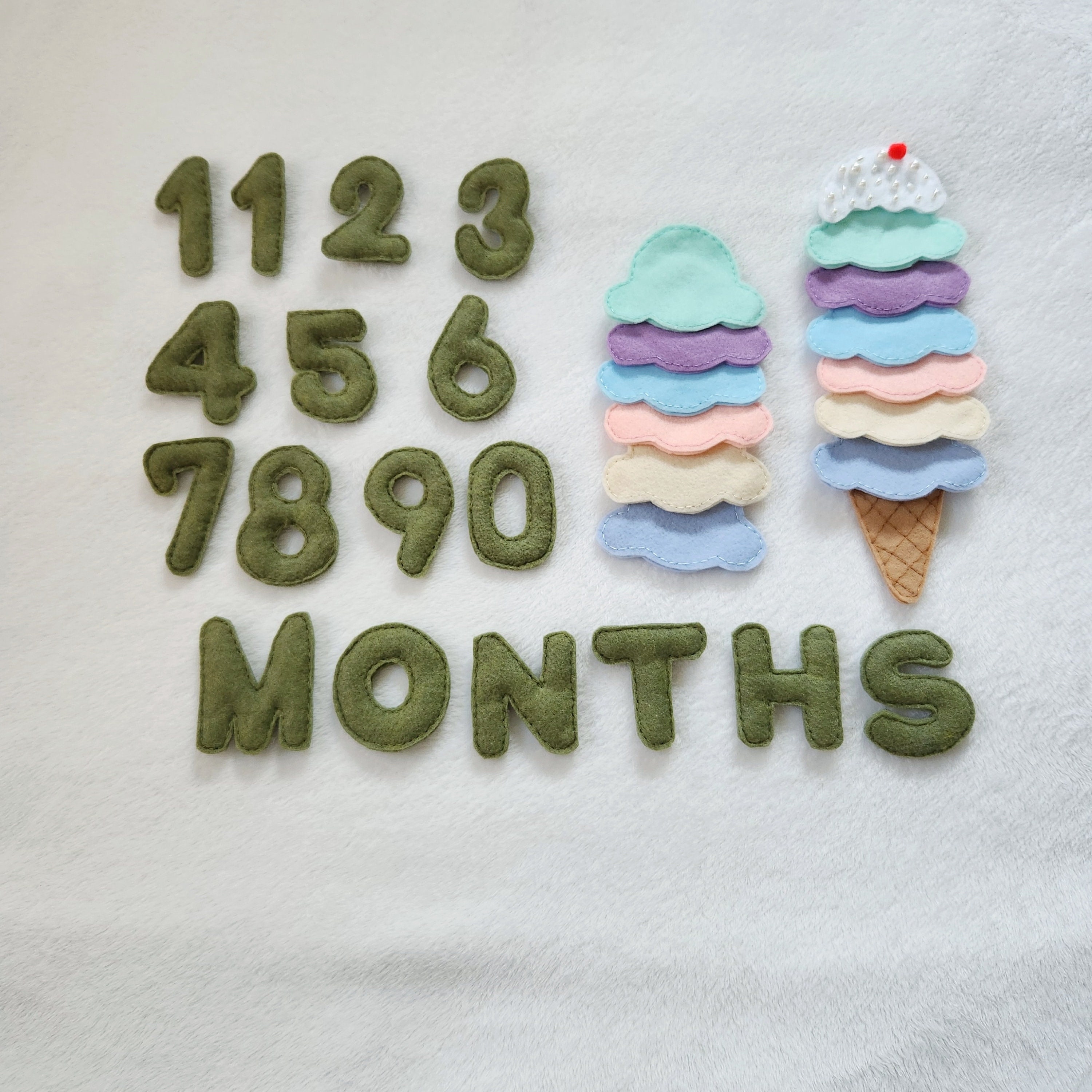 Ice Cream Monthly Milestone, Felt Ice Cream Props, Personalized, Custom ...