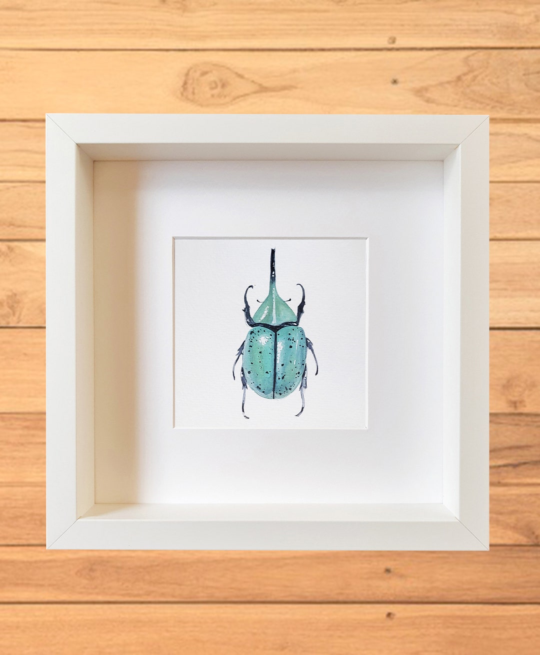 Turquoise Beetle, Illustration Gouache Beetle, Original Gouache Beetle ...