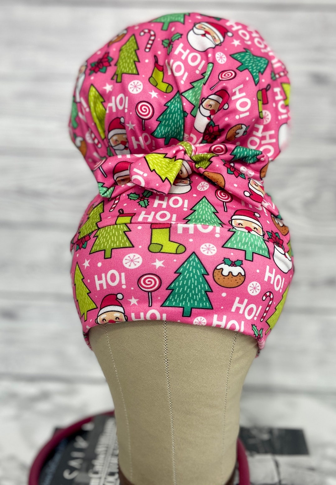 Ho Ho Ho ! Santa Christmas Holiday Stretch Scrub Cap, Stretchy Scrub ...