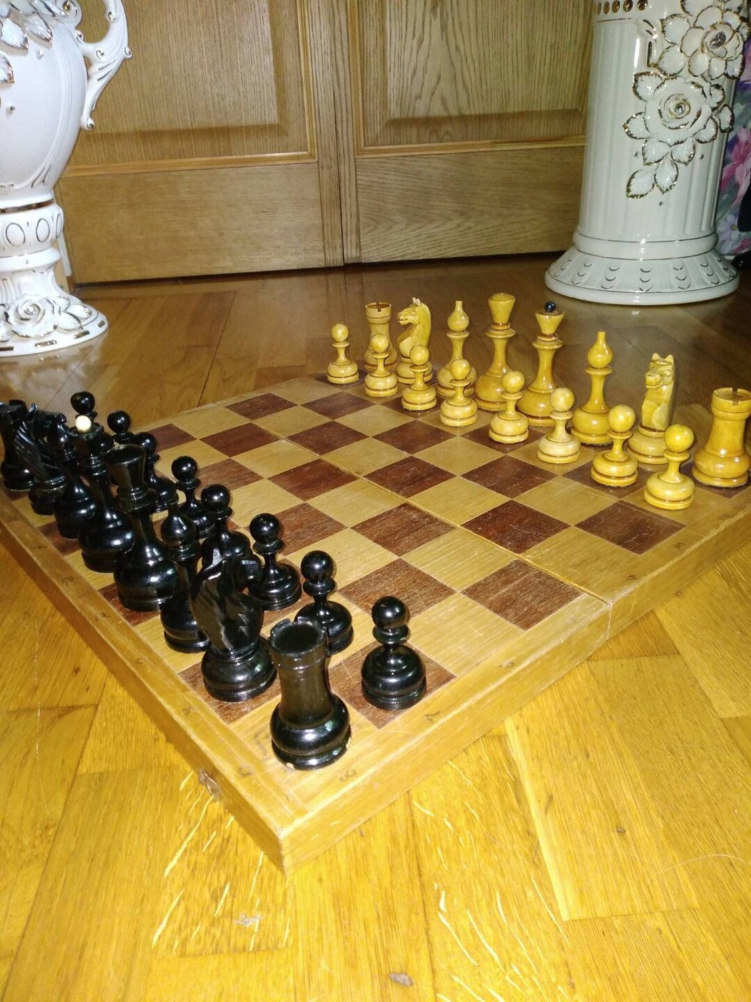 The Soviet Vintage Chess Set is Made of Wood. Tournament Chess Set ...