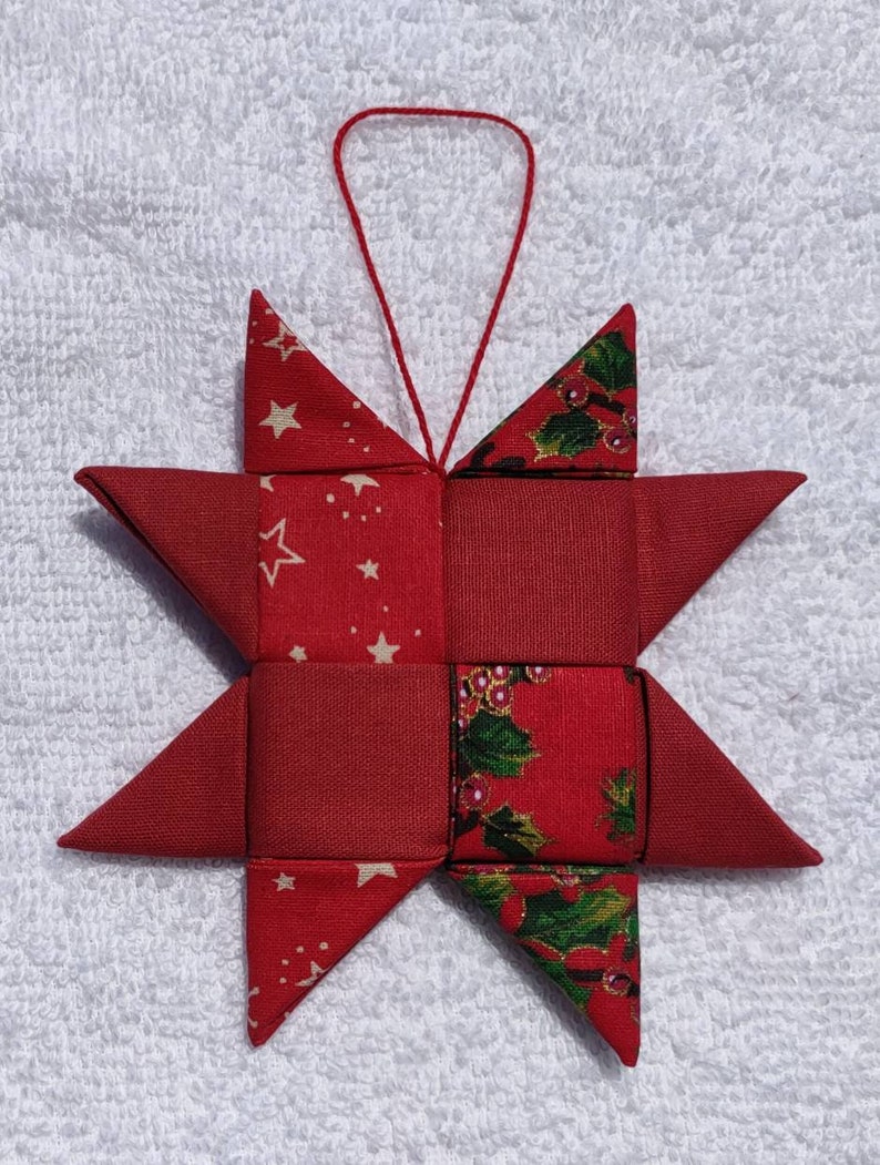 Folded Fabric Christmas Star Handmade Ornament/ Multiple Designs - Etsy