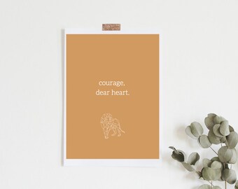 Courage Dear Heart Print CS Lewis Quote black and White Printable ...