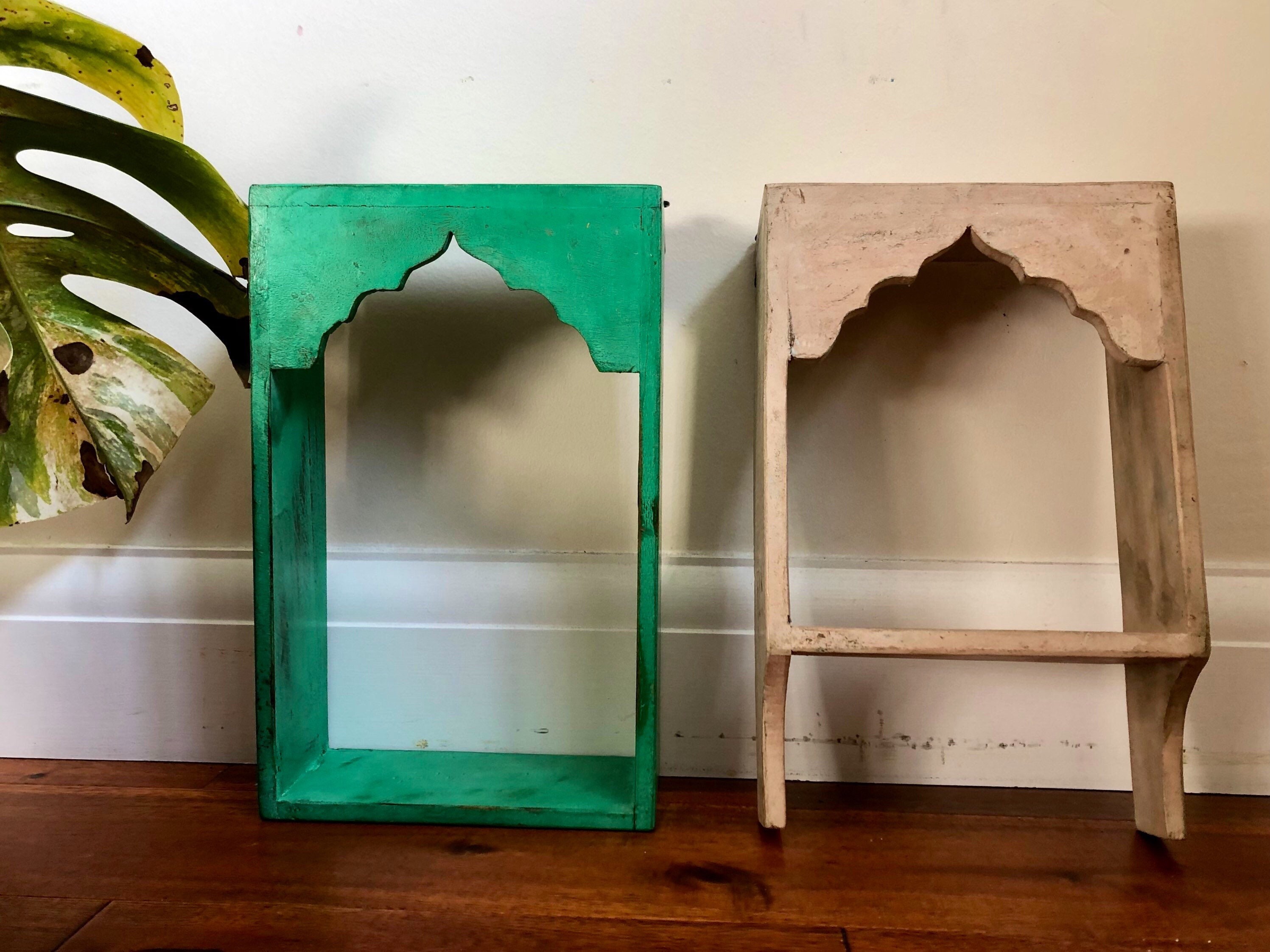 Indian Reclaimed Shelf, Arch Shelves Temple Shelf, Hand Painted Shelf ...