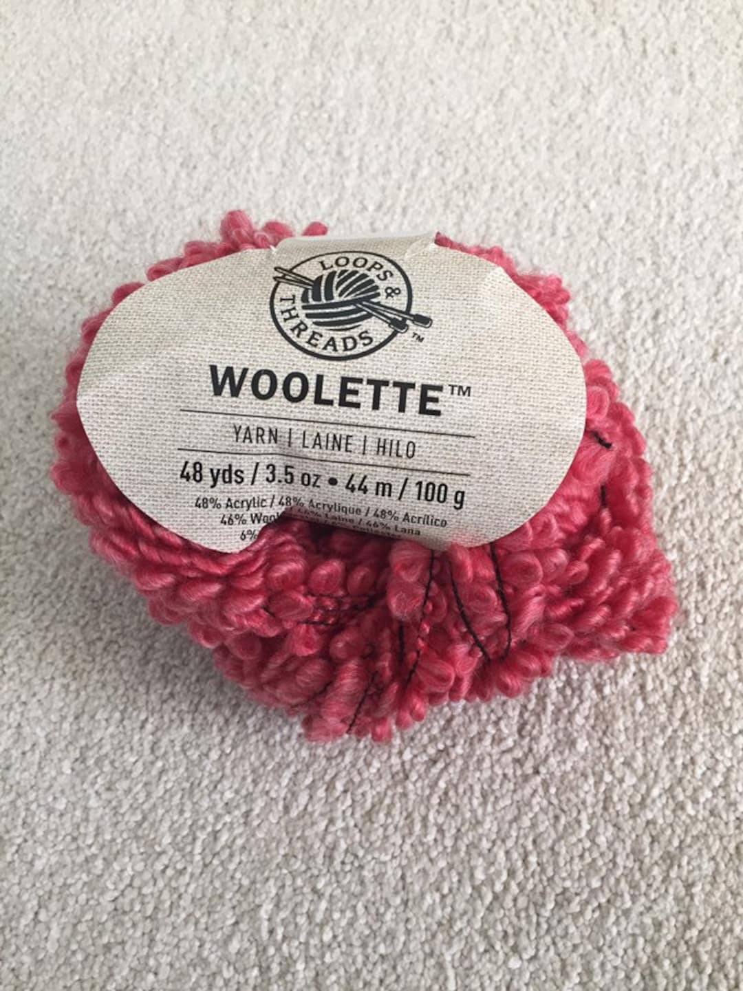 Destash Yarn, Loops & Threads Woolette Yarn, Acrylic Wool Blend, 48 Yds ...