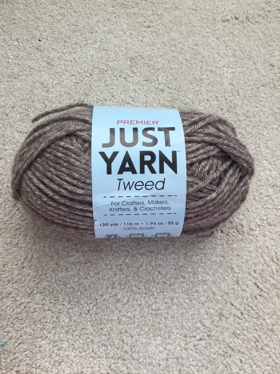 Destash Yarn, Premier Just Yarn Tweed, Greige Tweed, Taupe Yarn ...